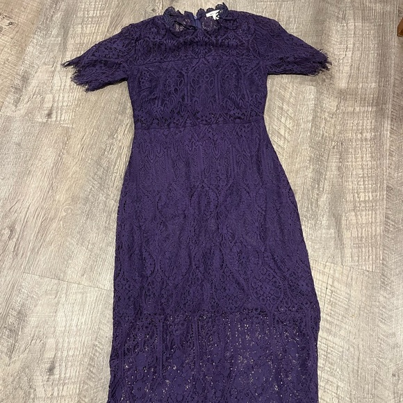 miami | Dresses | Miami Deep Purple Lace Midi Dress | Poshmark